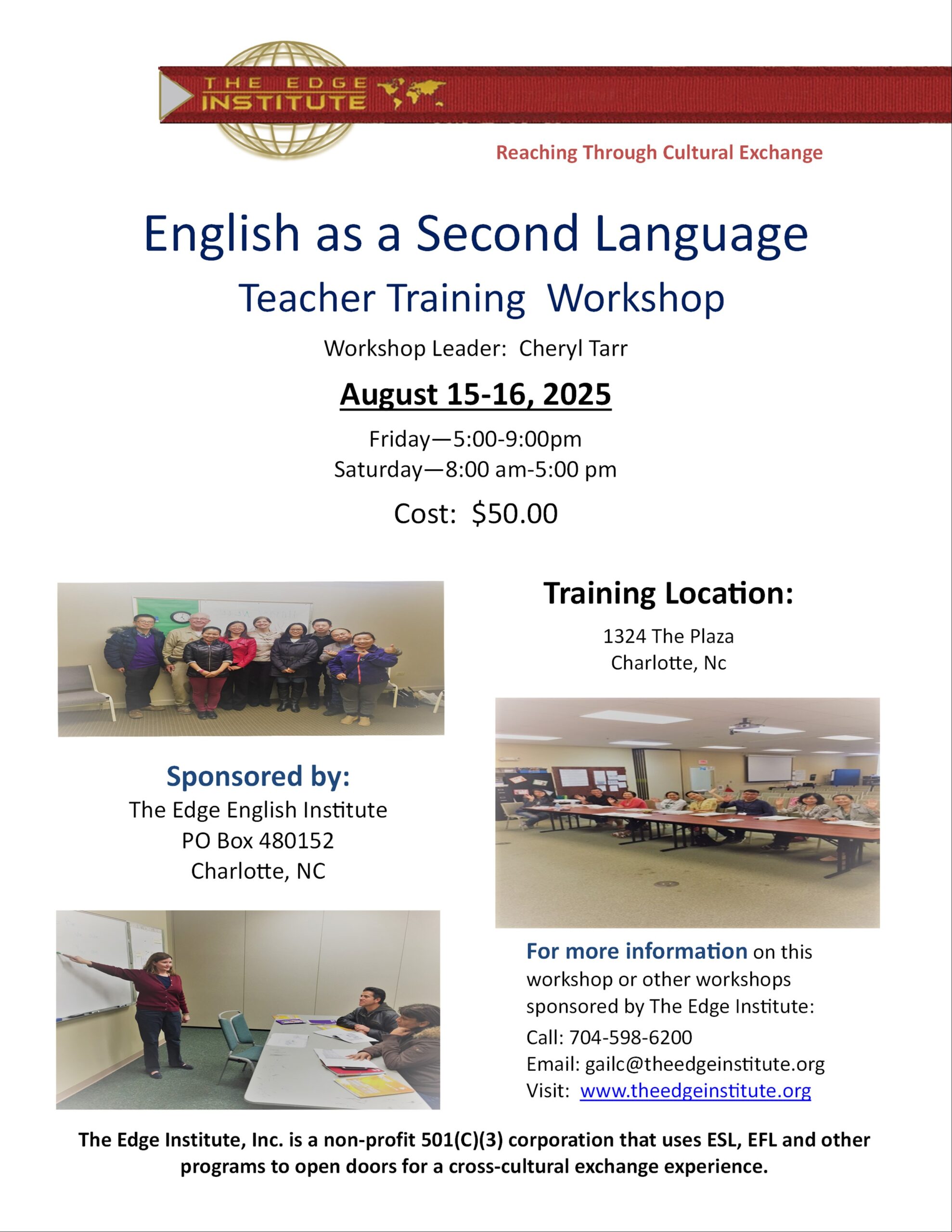 ESL Teacher Training – August 2025 in Charlotte, NC – The Edge Institute